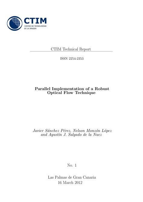 Pdf Parallel Implementation Of A Robust Optical Flow Technique