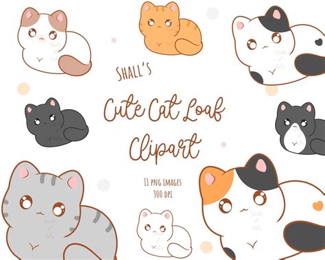 Cute Cat Loaf Clipart Cat Png Cute Cats Clipart Digital Stickers