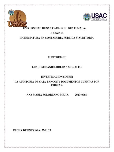 Investigacion De Auditoria De Caja Y Bancos Pdf Auditoría Bancos