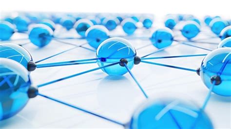 Abstract Network Of Interconnected Blue Spheres Premium Ai Generated Image
