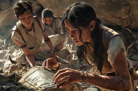 Premium Photo Interracial Group Of Explorers Uncovering Ancient