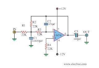Ua Low Pass Filter Circuit Khz Electronic Circuits Schematics