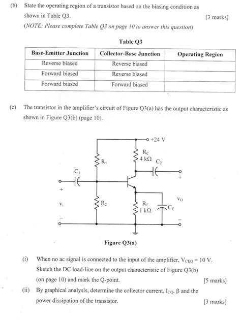 Solved B State The Operating Region Of A Transistor Based Chegg Com