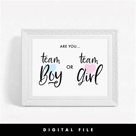 Team Babe Team Girl Printable Gender Reveal Sign DIY Digital Etsy