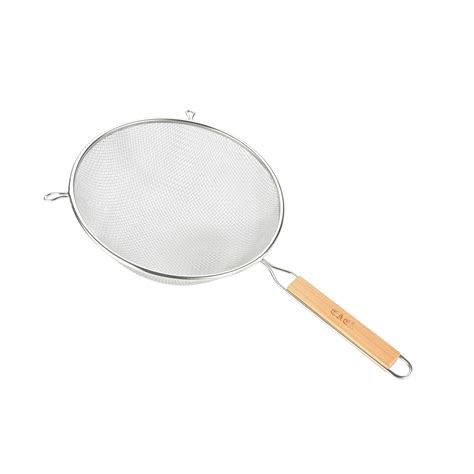 Cac China Sstr 11d Double Mesh Strainer With Wood Handle 11 Lionsdeal
