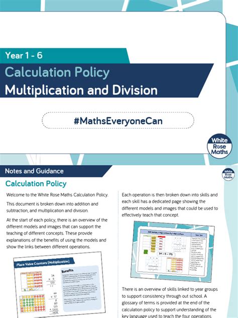Calculation Policy Multiplication And Division Pdf Multiplication Mathematics