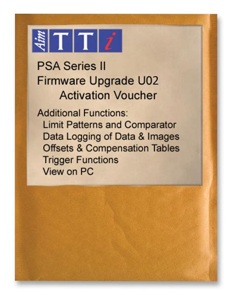 Psa U02 Aim Tti Instruments Lizenzschlüssel Firmware Upgrade Software Hf Spektrumanalysatoren