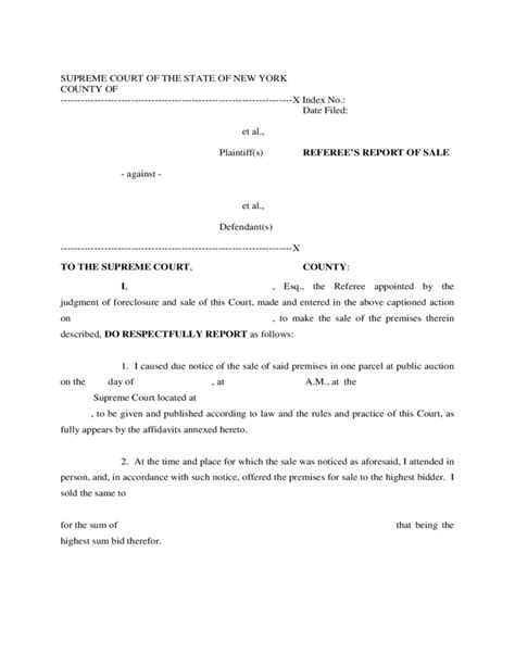 Referees Report Of Sale New York Free Download