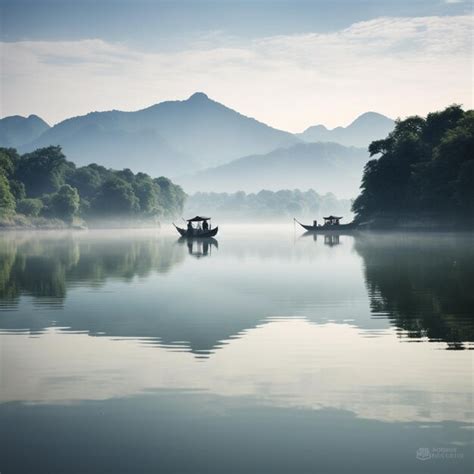 Premium Ai Image There Are Two Boats Floating On The Water In The Fog