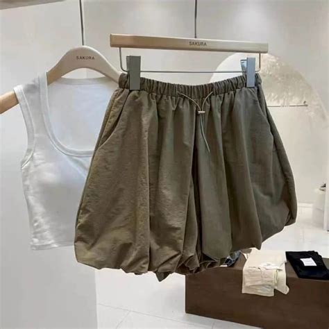 Solid Shorts For Women Casual Loose Flower Bud A Line Wide Leg Fluffy
