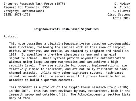 Wots Up With Post Quantum Cryptography
