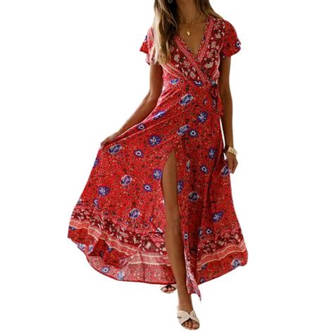 Women Long Maxi Dresses Bohemia Dress Beach Summer Dresses Floral Print