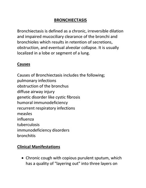 Types Of Bronchiectasis
