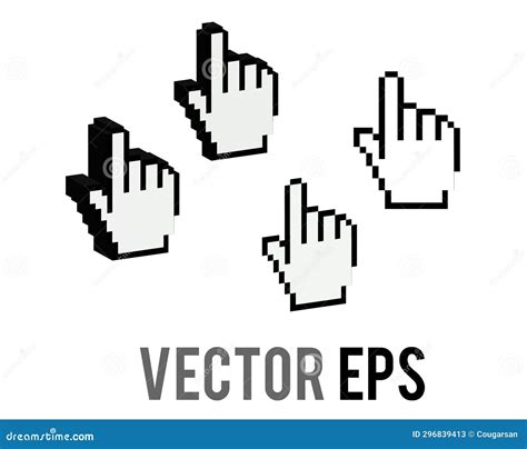 Isolated Computer Classic Mouse Control Finger Cursor Pointer 8 Bits Pixel Icon Stock