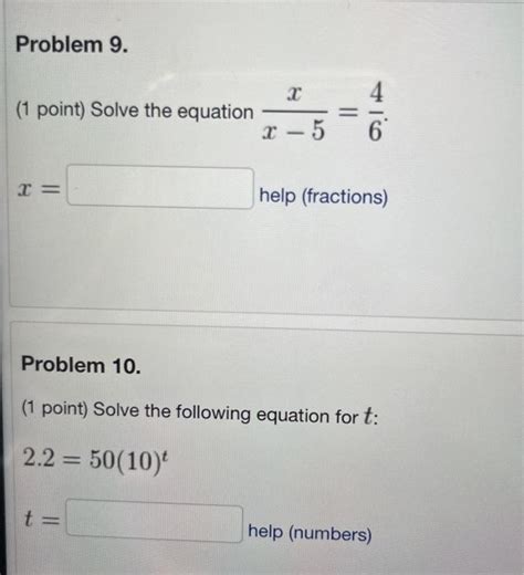 solved problem 9 1 point solve the equation x−5x 64 x