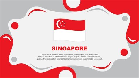 싱가포르 국기 추상 배경 평평한 디자인 템플릿 싱가폴 독립기념일 배너 벽지 터 일러스트레이션 싱가포어 템플 프리미엄 벡터
