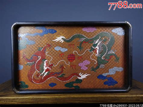 珍藏镶黑檀木框雕填双龙盘子，长35厘米宽21厘米厚28厘米，重883克 价格499元 Au34949236 木盘木盛具 加价 7788