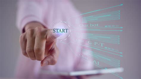 아이 테크의 개념 남자 쇼 가상 그래픽 글로벌 인터넷 연결 시작 Ai 인공 지능과 채팅 명령 프롬프트를 사용하여 무언가를 생성하고 미래 기술 변환 개발에 대한 스톡 사진 및