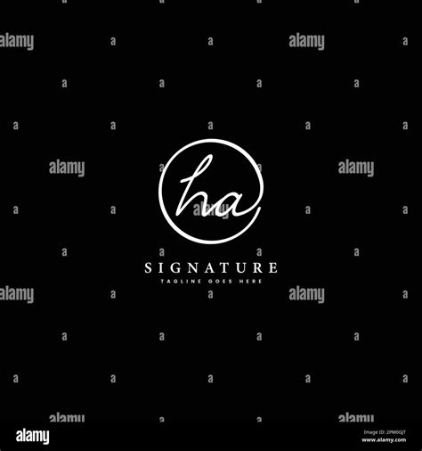 H A Ha Initial Letter Handwritten And Signature Vector Logo Business Template In Round Shape