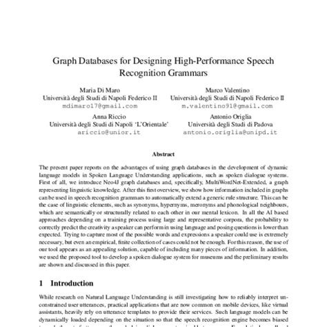 Graph Databases For Designing High Performance Speech Recognition Grammars Acl Anthology