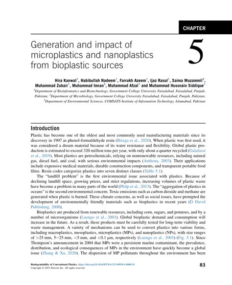 Pdf Generation And Impact Of Microplastics And Nanoplastics From