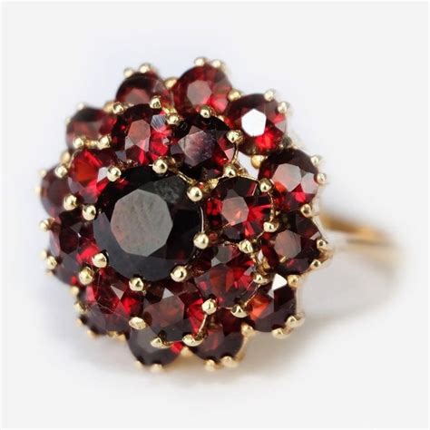 Round Garnet Ring Gold Ring Garnet Antique Garnet Ring Garnet Band