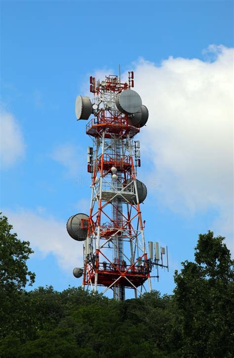 Cell Phone And Television Signal Repeater With Parabolic Antennas Is A Source Of Very High
