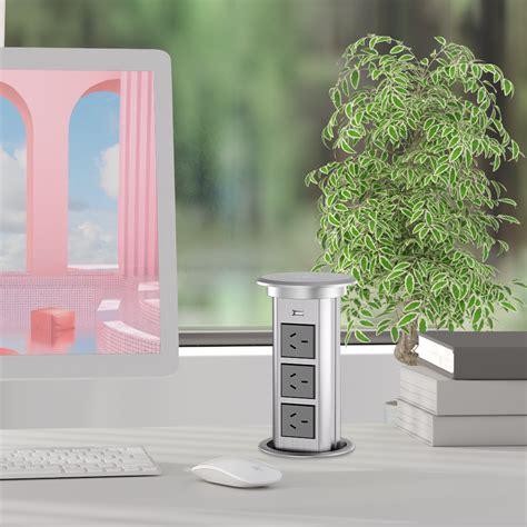 Kitchen Pop Up Socket Smart Electrical Power Socket Pop Up Power With Wireless Charger Motorized