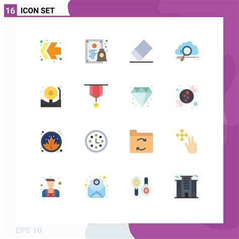 Stock Vector Icon Pack Of 16 Line Signs And Symbols For Badge Bell Cloud Alert Computing
