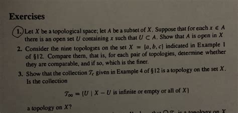 Solved Exercises 1 Let X Be A Topological Space Let A Be A