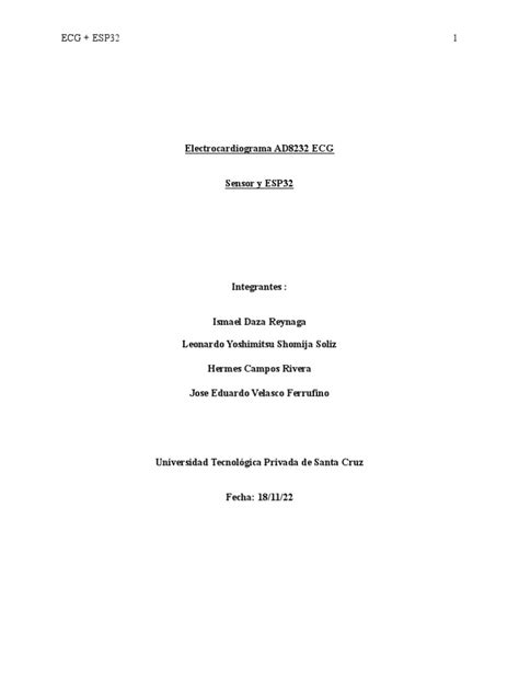 electrocardiograma ad8232 ecg sensor y esp32 pdf