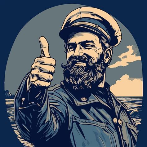 Premium Vector An Illustration Of A Bearded Man Giving A Thumbs Up