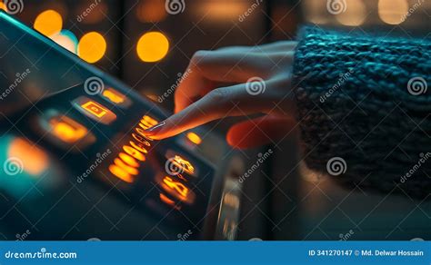 Hand Tapping Illuminated Touchscreen Interface In Dark Environment