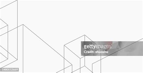 Abstract Black And White Geometric Cube Architecture Line Pattern Background High Res Vector