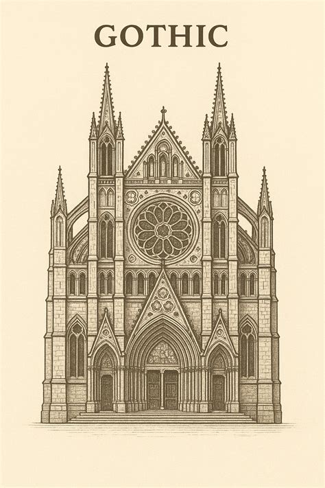 Gothic Grandeur Igreja Gotica Desenho Arquitetura Gótica Desenho
