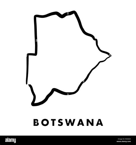 Botswana Simple Map Outline Smooth Simplified Country Shape Map