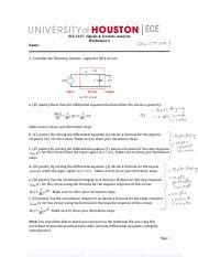 ECE3337 WS 05 Solutions 1 Pdf UNIVERSITYof HOUSTON ECE Name ECE