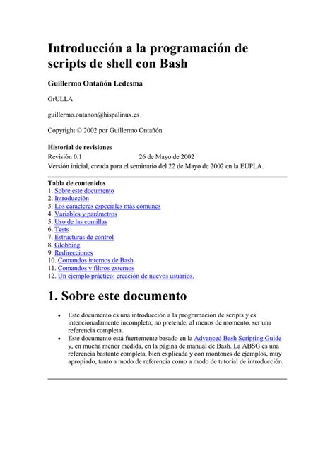 Introducción A La Programación De Scripts De Shell Con Bash