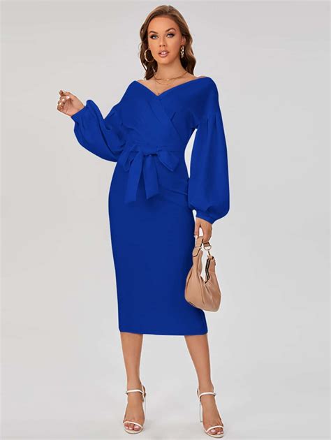 SHEIN Tall Sukienki Pas Oddzielany Kopertowe Prosty Elegancki Moda SHEIN Tall Sukienki Pas