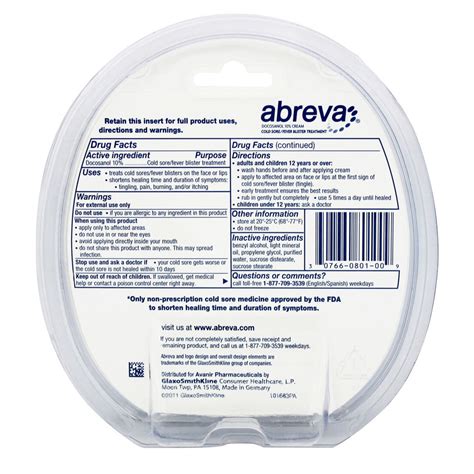 Abreva Cold Sore Treatment Heal Cold Sores Fever Blisters