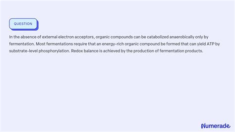 Solvedin The Absence Of External Electron Acceptors Organic Compounds