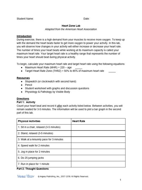Heart Rate Lab Pdf Heart Rate Heart