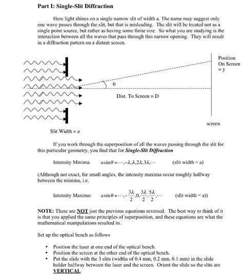 Lab 8 Diffraction Warning You Will Be Using Lasers Chegg
