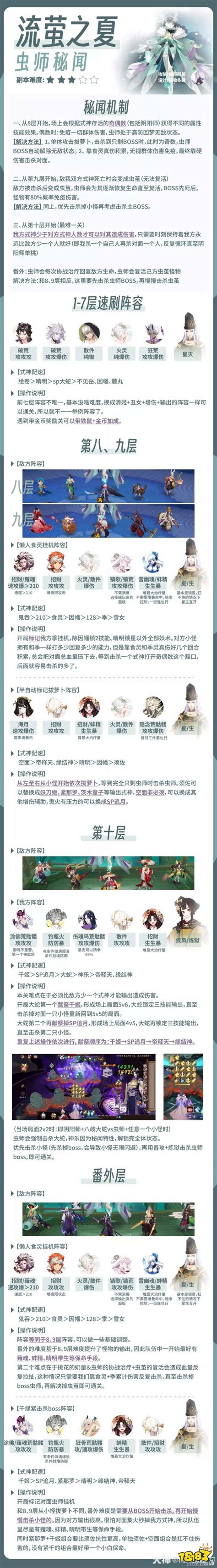《阴阳师》虫师流茧之夏秘闻副本通关阵容分享
