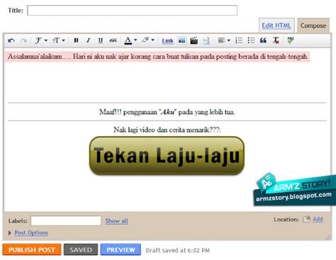 Armz Story Cara Buat Tulisan Berada Di Tengah Tengah