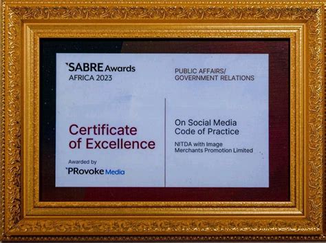 Nitda Nigeria On Linkedin Nitda Receives Certificate Of Excellence