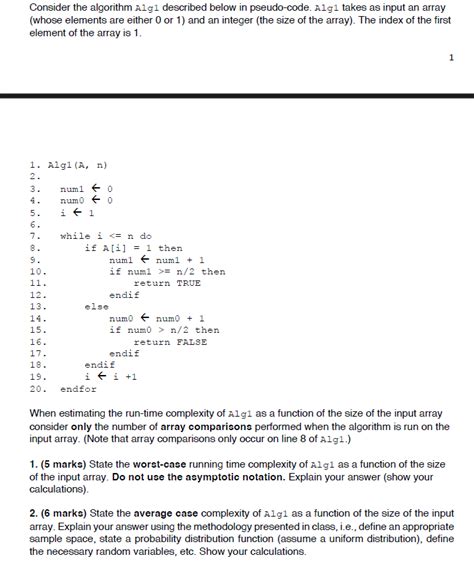 Solved Consider The Algorithm Alg1 ﻿described Below In