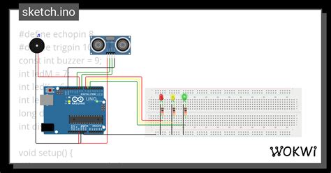 Sensor Ultrasonic dan Buzzer - Wokwi ESP32, STM32, Arduino Simulator