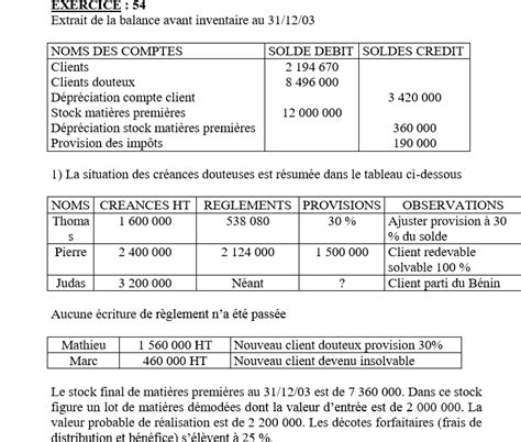 Exercices Comptabilit Avec Correction