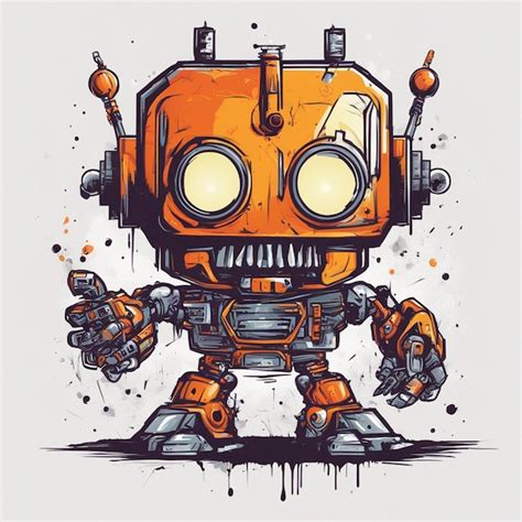 Premium Ai Image Print Ready Trendy Scary Robot Concept Tshirt Design